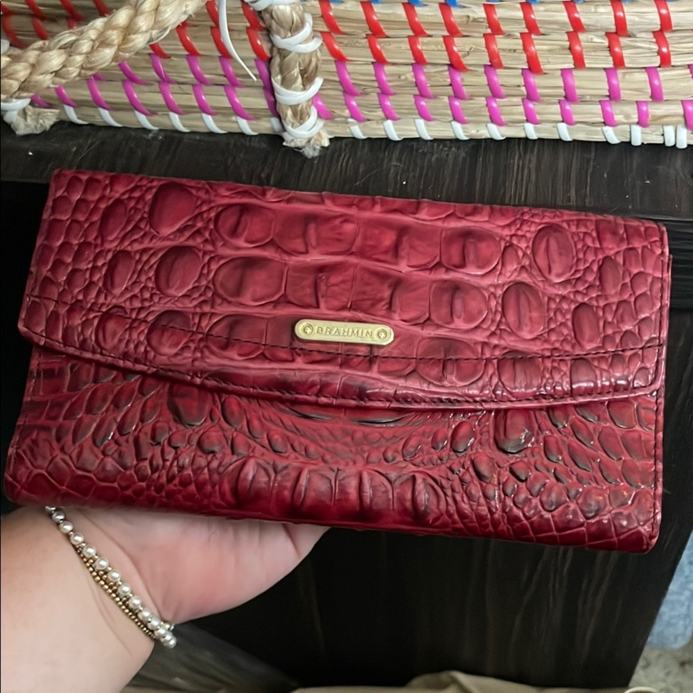 Brahmin Red Crocodile Embossed Wallet - Gem